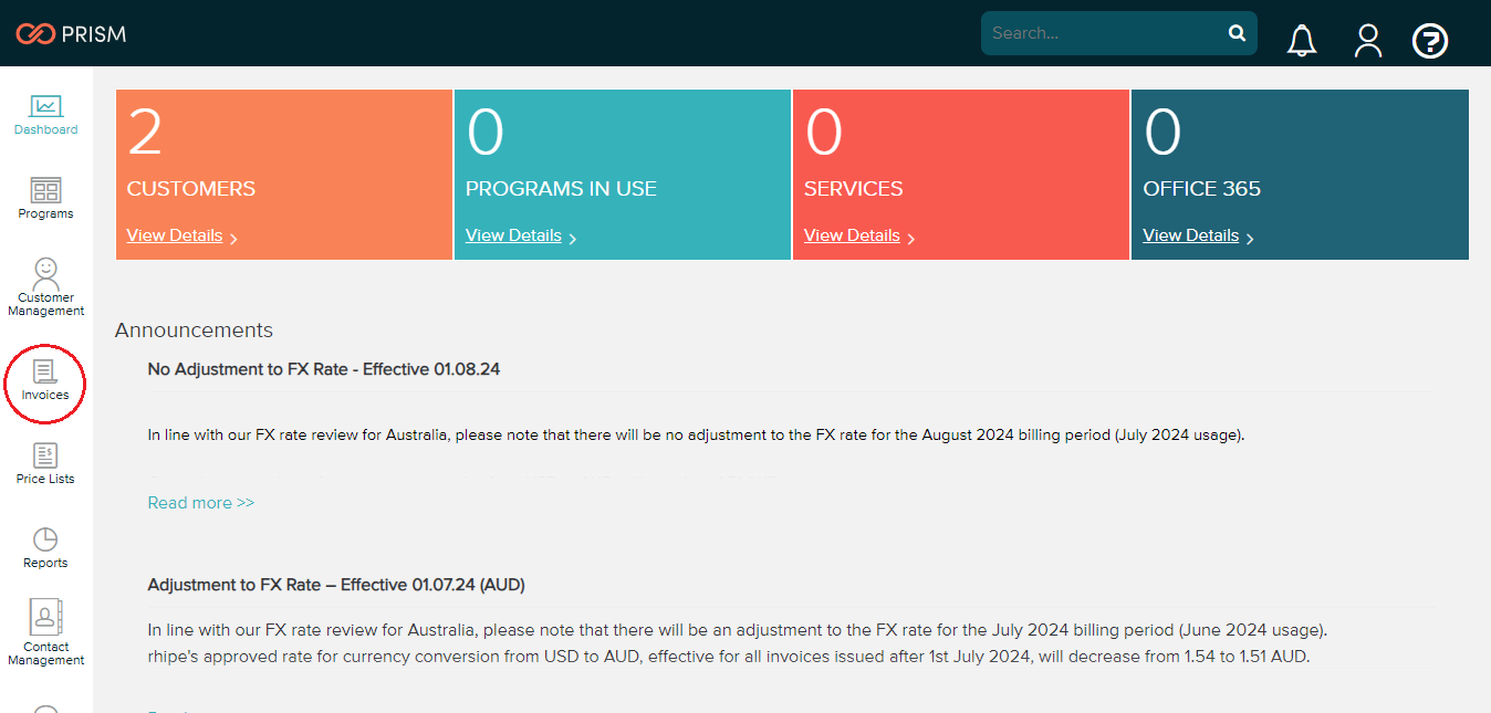 PRISM Portal - Invoices – LSP Operations - APAC - Knowledge Base